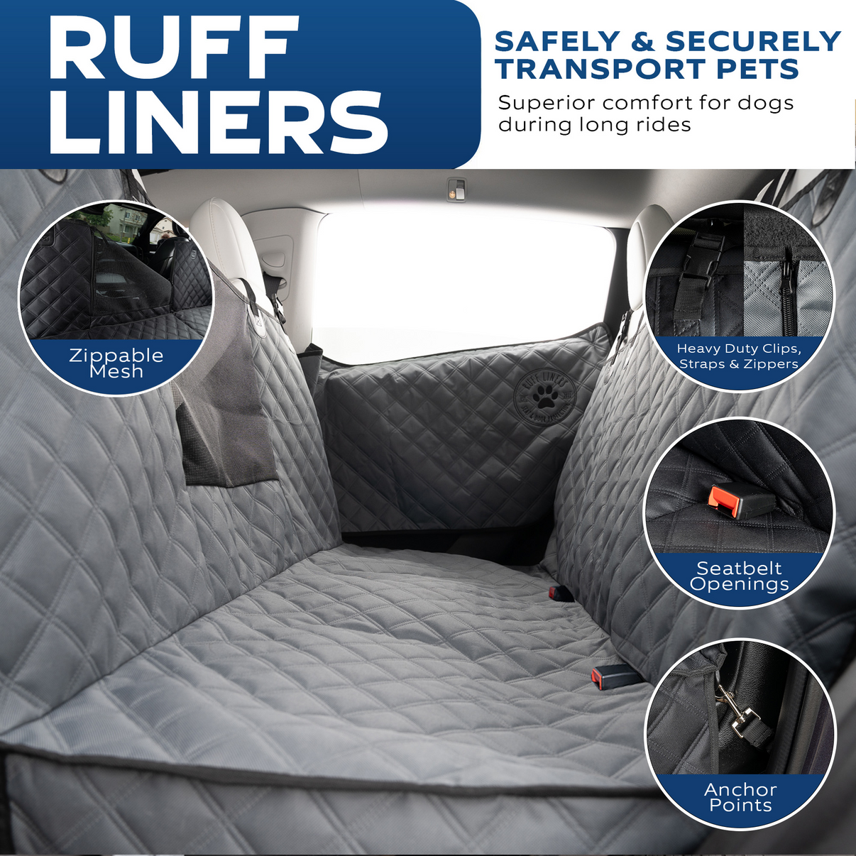 Dog Hammock for Car Backseat with Door Protection - Heavy Duty Medium ...