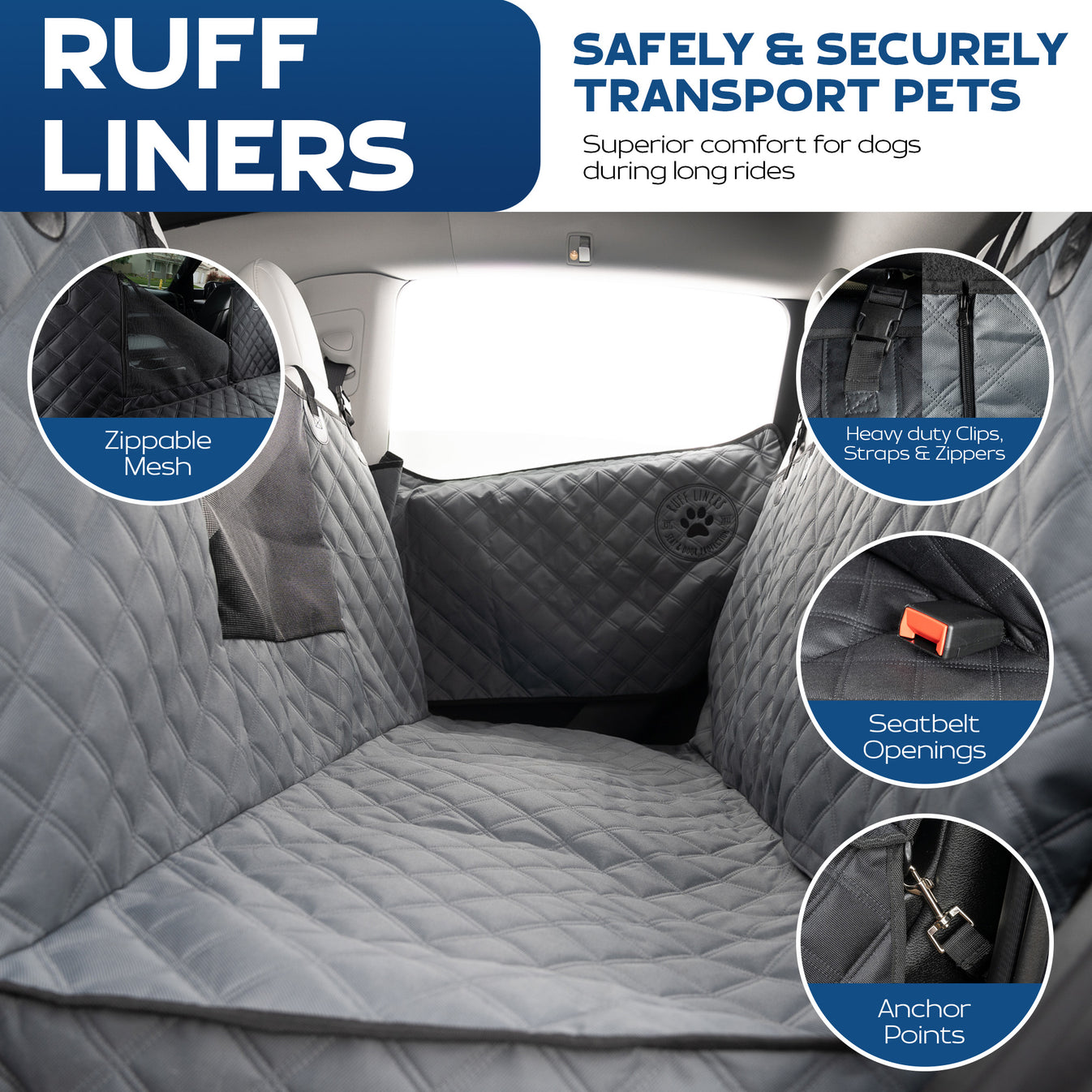 Soft Backseat Dog Hammock with Door Protection – RUFF Liners