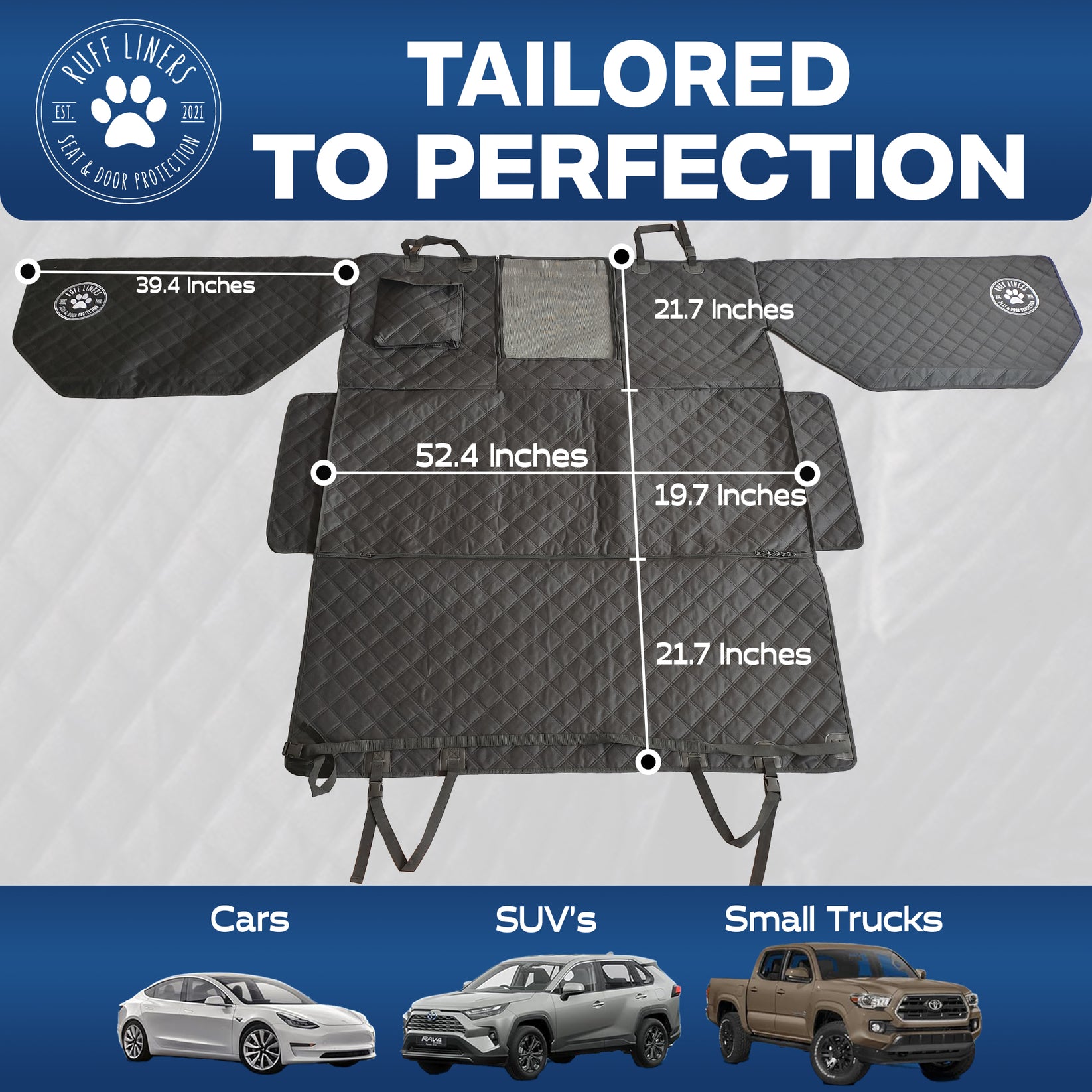 Soft Backseat Dog Hammock with Door Protection – RUFF Liners